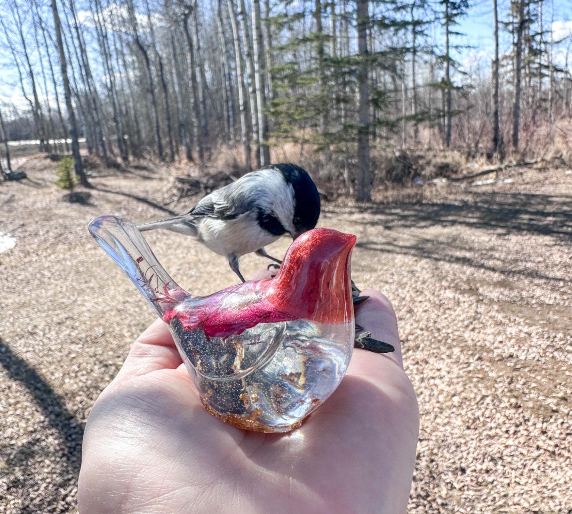 Cardinal Spirit Floral Resin Bird Handmade Red & Gold Boho Home Decor ...