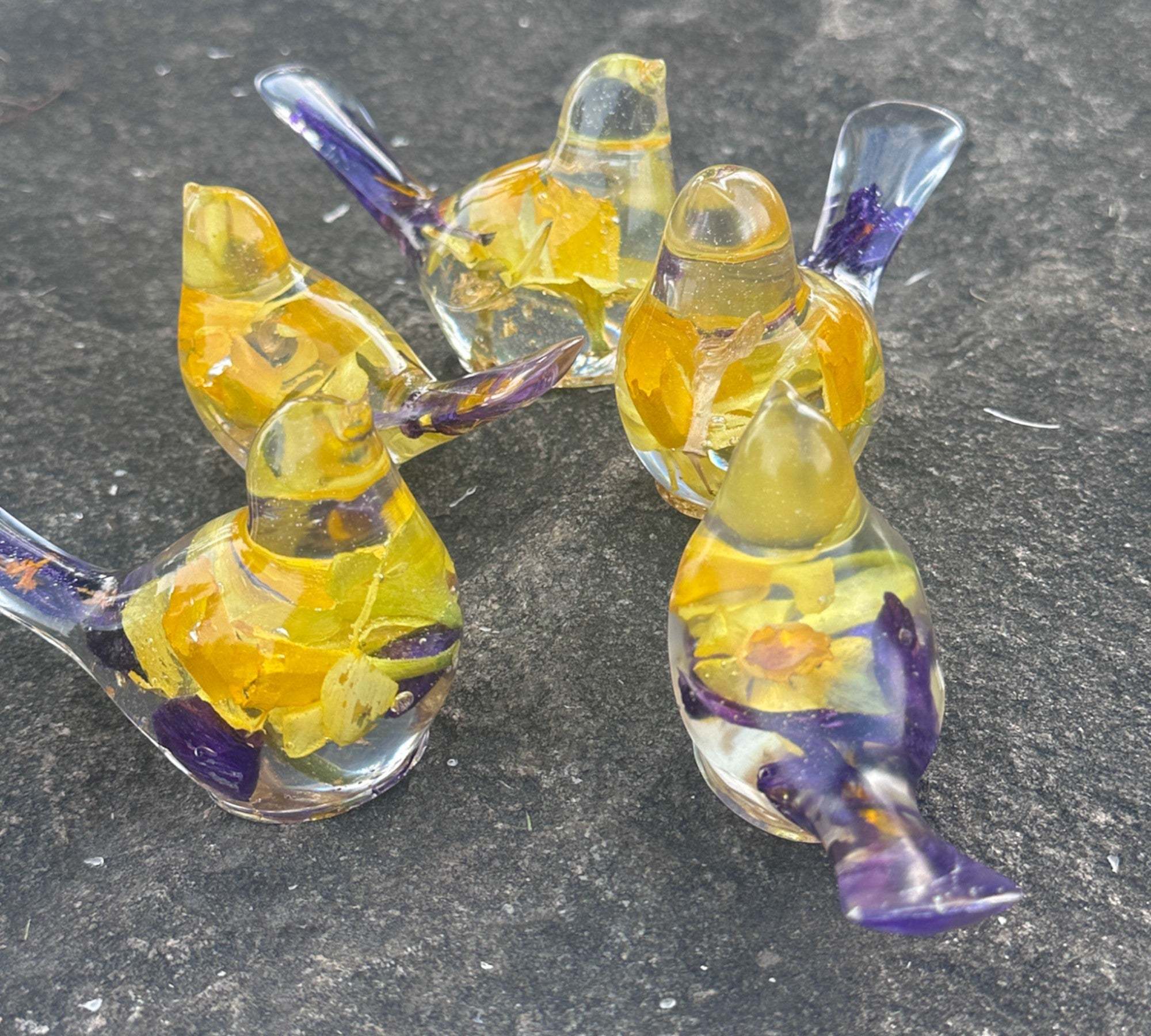 Springs First Songbird - Handmade Daffodil & Crocus Resin Bird ...