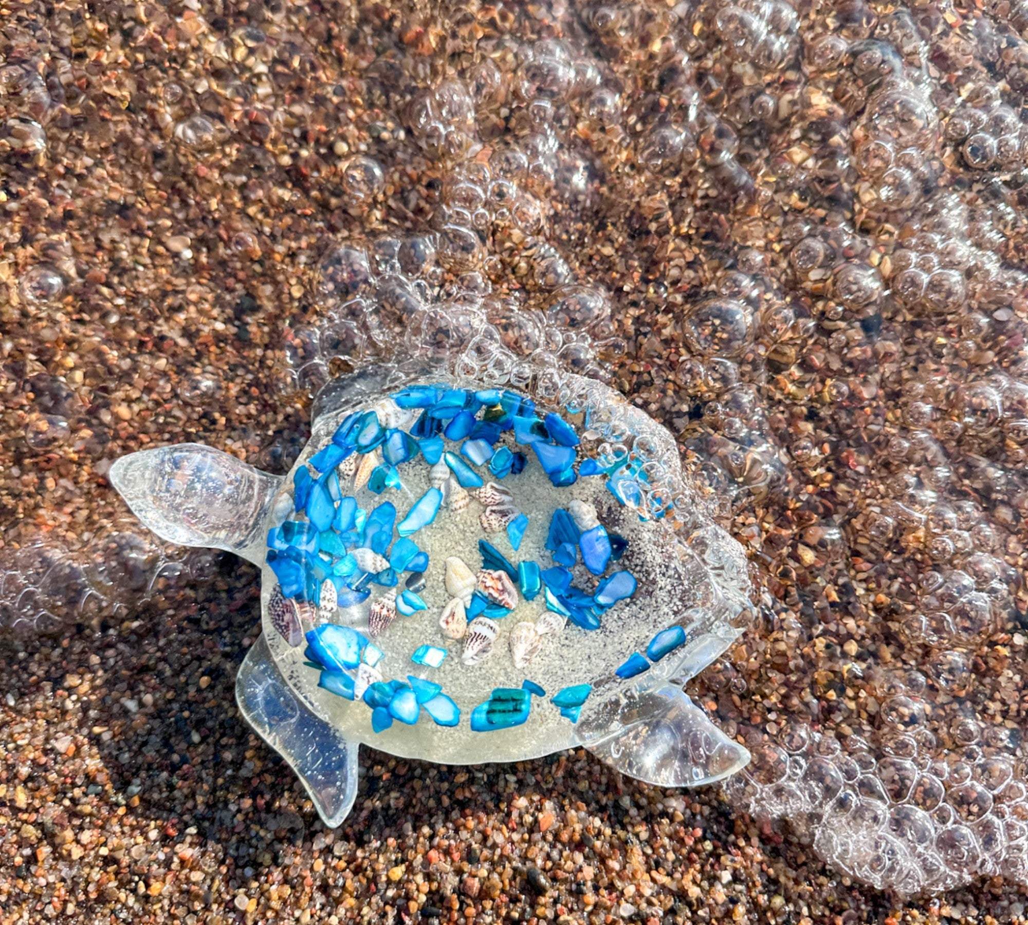 Ocean Treasure Turtle Trinket Tray–Handmade Resin Turtle with Seashell ...